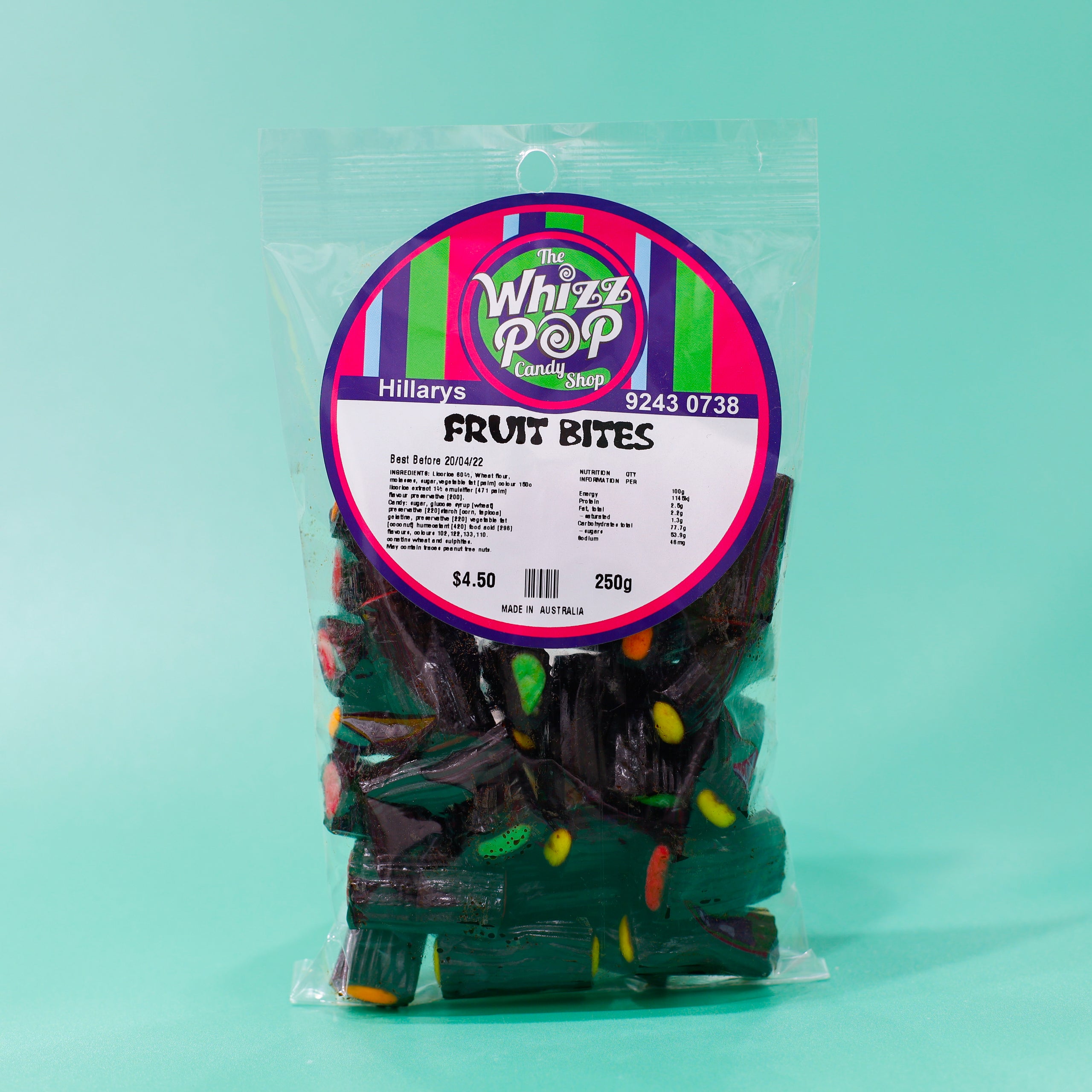 Fyna Licorice Fruit Bites 250g | The Whizz Pop Candy Shop